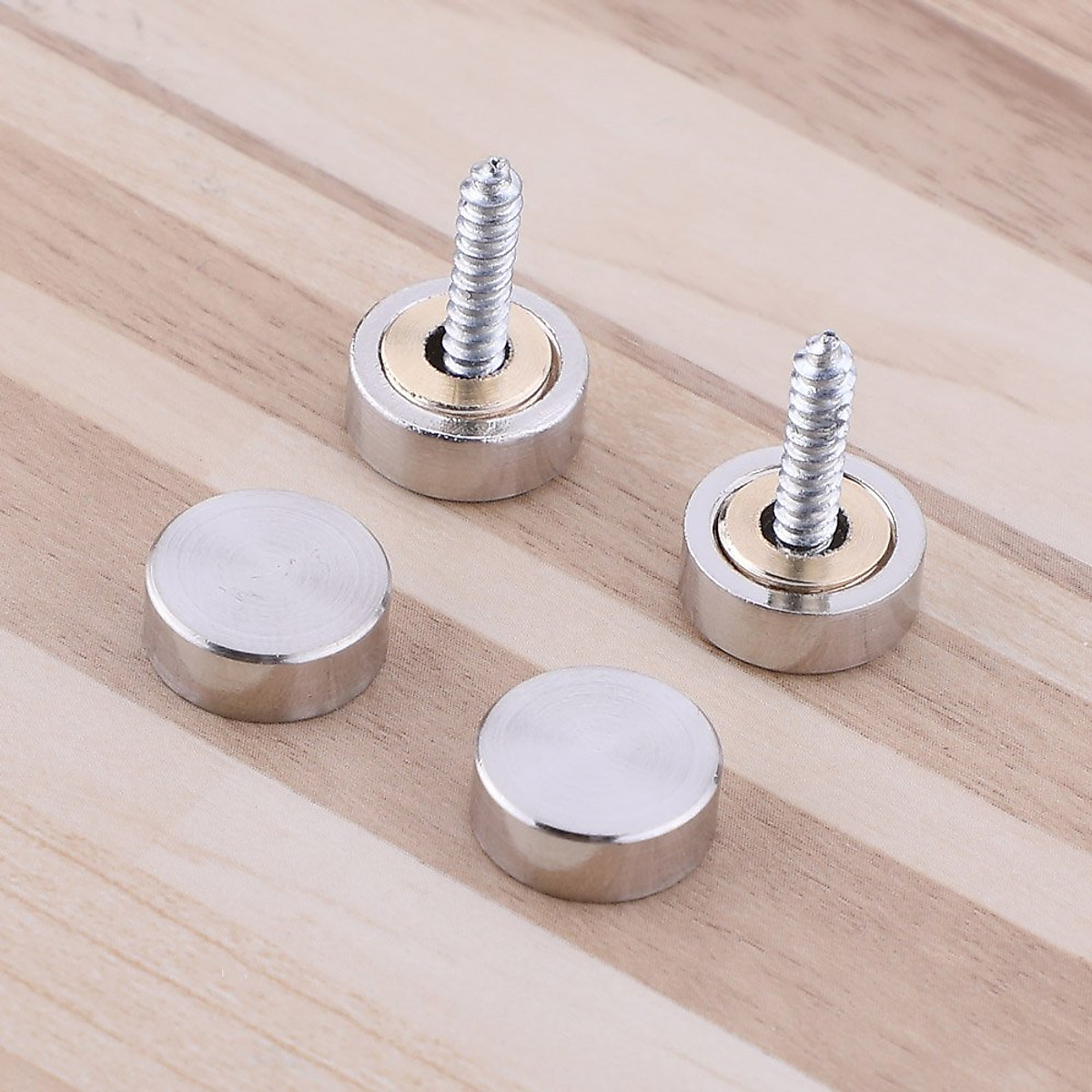 Mellewell 40 PCS Screw Covers Decorative Caps (Solid Brass Construction) Mirror Screws Fasteners, 3/5" Diameter, Brushed Stainless Steel