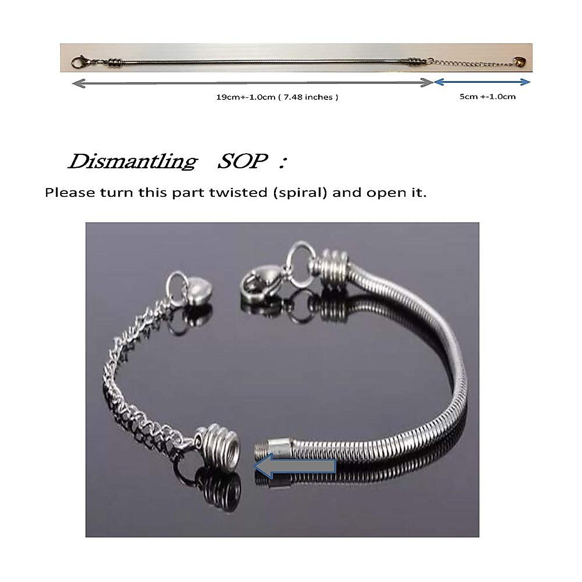 JMQJewelry Christmas Lucky Heart Beads Love Womens Beads Charm for Bracelets Grandmother Daughter Sister Snake Chain Bracelet 19cm 7.48in Clasp