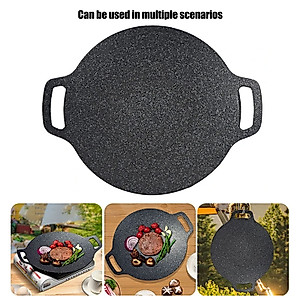 Korean BBQ Grill Pan, Round BBQ Griddle with Nonstick 6-Layer Coating, Aluminum Korean Grill Pan with Double Handles for Indoor or Outdoor Grilling Eggs Pancakes Steaks(30CM)