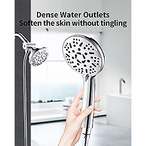 Ezelia High Pressure Shower Head Combo, 9 Settings Handheld Shower Head & Rainfall Showerhead, Premium 2-in-1 Dual Shower System with smooth 3-Way Water Diverter, Bathtub Systems,1.75GPM
