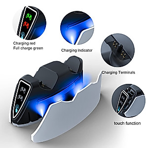PS5 Controller Charging Station, PS5 Controller Charger Built-in Chargering Intelligent Protection Module and Charge Remind LED ，PS5 Fast Charging Dock Station for Playstation 5 Dualsense Controller