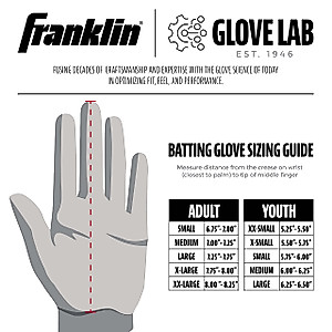 Franklin Sports MLB - Shok Sorb Adult + Youth - White - Padded Men's Batting Gloves for Baseball + Softball - Adult Medium