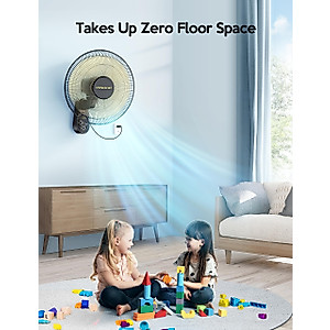 VAGKRI Wall Mount Fan, 16 Inch Wall Fan with 5 Blades, 5 Speeds, 8 Hour Timer, 90° Oscillating Quiet Fan with Remote for Home Office Bedroom Living Room Garage