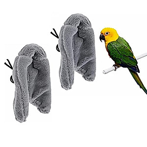 ISMARTEN 2 Pieces Comfort Corner Fleece Bird Blanket, Cuddle Nest Hanging Toy for Bird Cage, Warm Bird Shelter Bed for Small and Medium Parrots, Cockatiel Pigeon and Lovebirds (M)