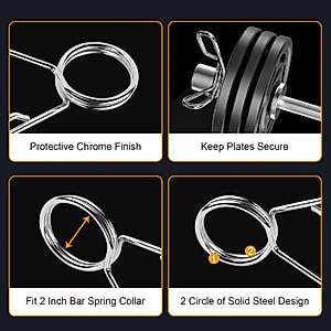 Uboway Olympic Dumbbell Handles: 20" Dumbbell Set for 2" Olympic Weight Plates, Weight Lifting Handles with 2 Pair of Spring Collars, Home Gym Accessories