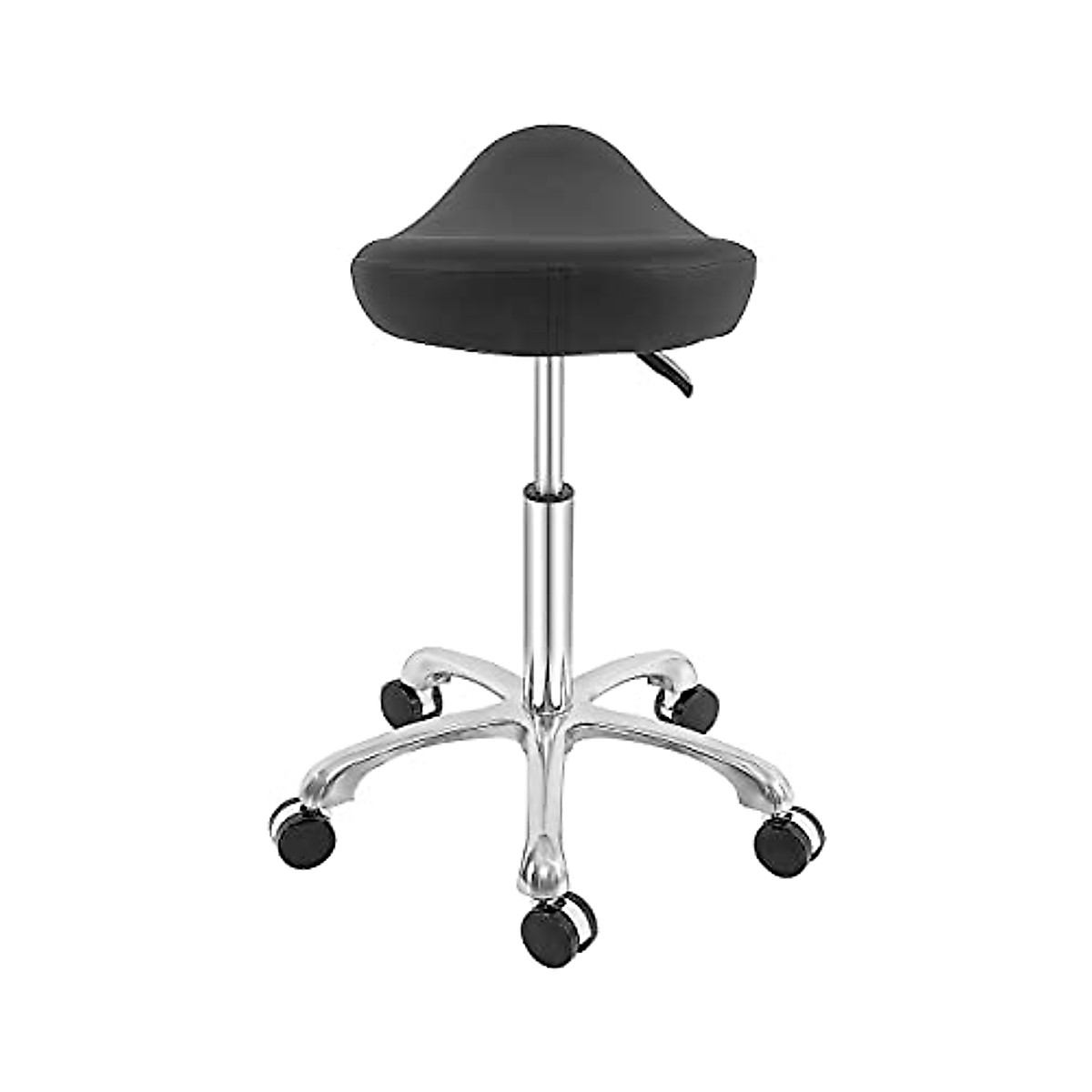 MWOSEN Saddle Stool Rolling Swivel Height Adjustable with Wheels. Ergonomic Saddle Chair Salon, Spa, Tattoo, Pedicure, Massage -Esthetician Chair(Black)