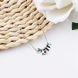 Haoze Panda Gifts Women Cute Panda Necklace Panda Jewelry for Animal Lovers Christmas Graduation Birthday Gift for Panda Lovers (Silver Panda Necklace)