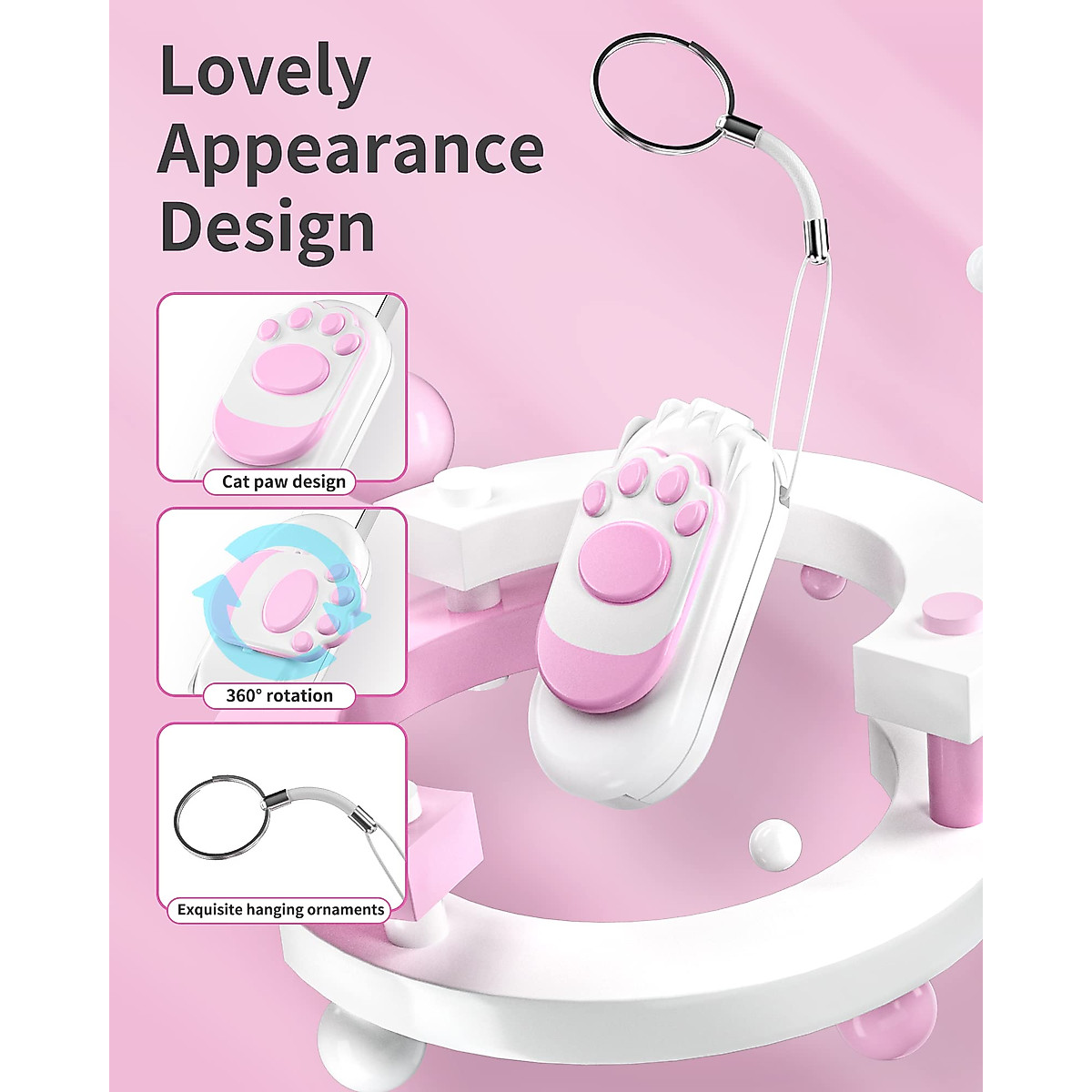 USB Flash Drive 128GB Cat Paw Pink Flash Drives Cute Mini Thumb Drive USB 2.0 Memory Stick Pendrive USB Storage Zip Drive 360°Rotation Spin Jump Drive