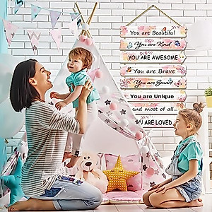 Paquesta Girls Room Decor Butterfly Wall Decor for Girls Bedroom Inspirational Wall Art for Kids Pink Wall Decorations Little Girl Toddler Room Wood Sign Nursery Room Decor (Butterfly)