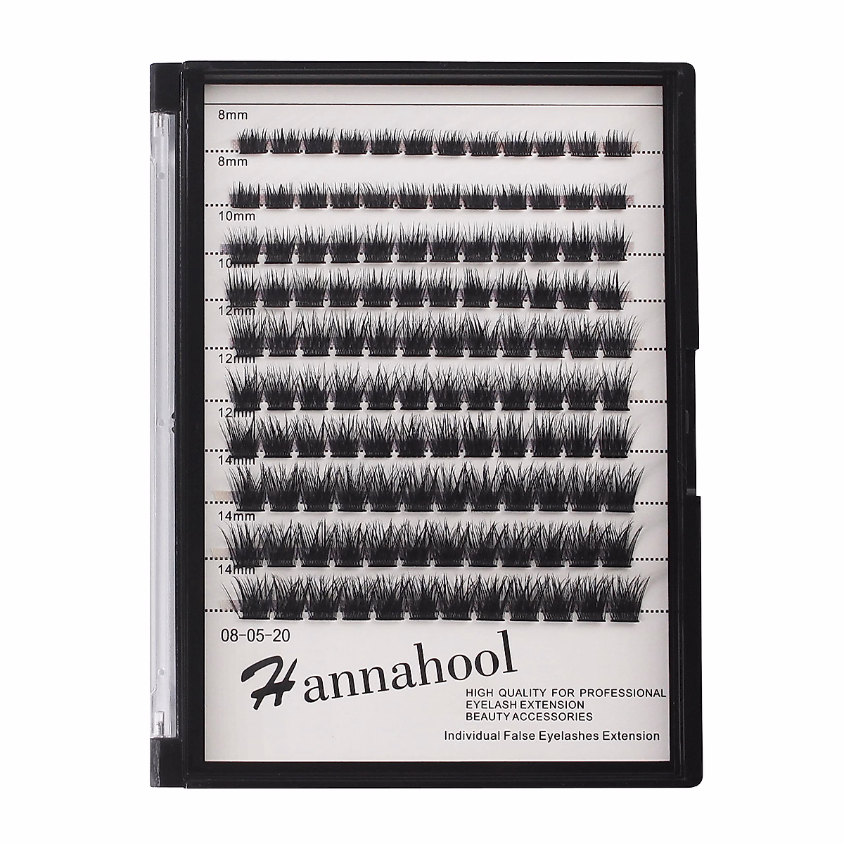 10Rows Mixed 10-12-14-16mm/8-10-12-14mm Individual False Eyelashes D Curl Wide Stem Dramatic Black Makeup Cluster Eyelashes Natural Volume Eye Lashes Extensions (8-10-12-14mm mixed)