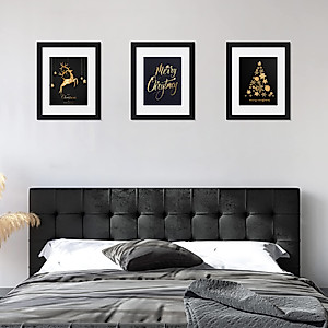 ELSKER&HOME 16x20 Picture Frame,Photos 11x14 with mat or 16 x 20 without Mat,Black Poster Frame Set of 3, Include 3 Wall Art Prints, Horizontal and Vertical Wall Mounting