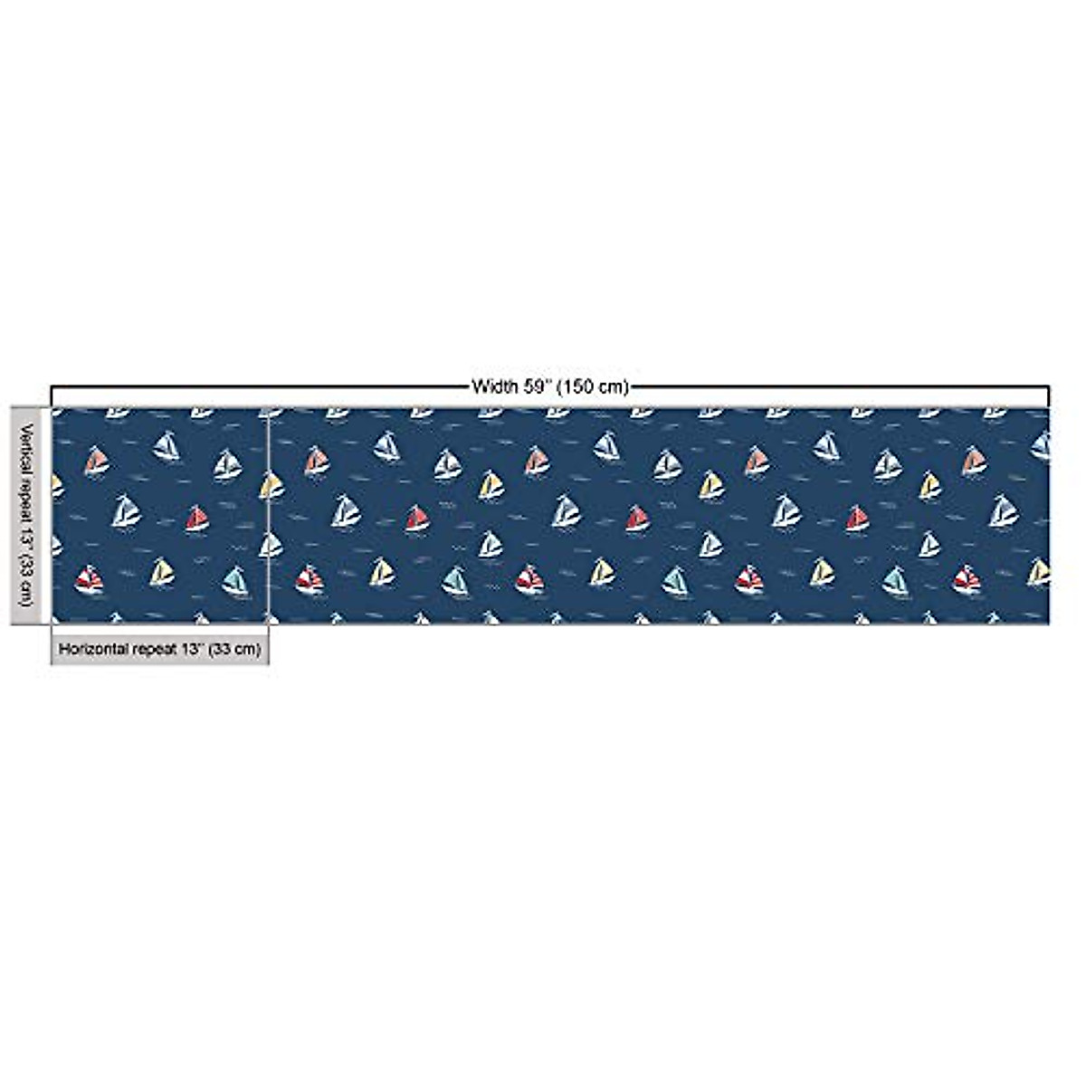Ambesonne Maritime Fabric by The Yard, Minimal Colorful Sailboats Pattern of Line Art Waves Ocean Themed, Decorative Fabric for Upholstery and Home Accents, 1 Yard, Dark Sky Blue Multicolor