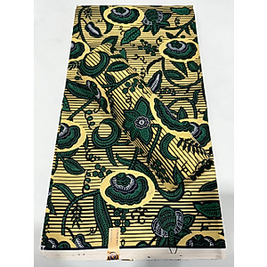 Generic Polyester African Wax Prints Fabrics/Cotton Blend African Wax Print - Green, Ivory-Cream,White,Dark-Blue,Black - Sell by 6 Yards-for Men and Women- for Dresses and Shirt