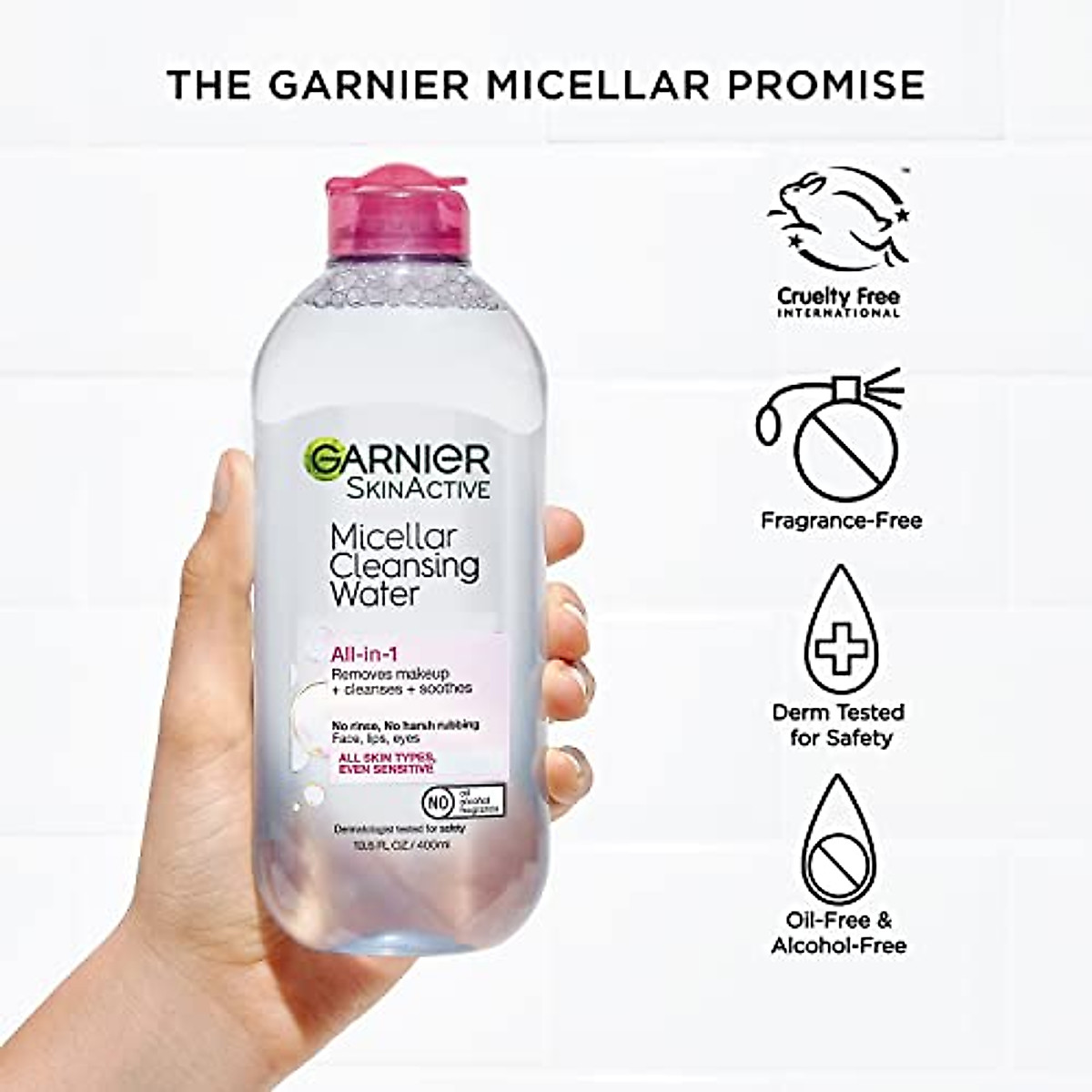 Garnier SkinActive Micellar Water for All Skin Types, Facial Cleanser & Makeup Remover, 13.5 fl. Oz, 1 count (Packaging May Vary)