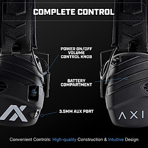 AXIL TRACKR Noise Cancelling Ear Muffs – Mowing, Construction, & Shooting Ear Protection – Comfortable Ear Muffs for Noise Reduction – Sweat & Water Resistant Ear Protection for Shooting