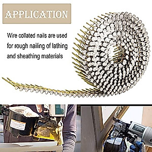 Siding Nails 1-1/2-Inch x .092-Inch 15-Degree Collated Wire Coil, Full RoundHead, Ring Shank Hot-Dipped Galvanized 1600 Count for Rough Nailing of Lathing and Sheathing Materials by BOOTOP