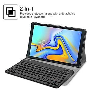 Fintie Keyboard Case for Samsung Galaxy Tab A 10.5 2018 Model SM-T590/T595/T597, Slim Shell Lightweight Stand Cover with Detachable Wireless Bluetooth Keyboard, Black