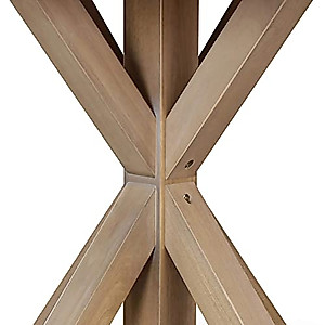 Finch Alfred Round Solid Wood Rustic Dining Table for Farmhouse Kitchen Room Decor, Wooden Trestle Pedestal Base, 46.5" Wide Circular Tabletop, Distressed Beige