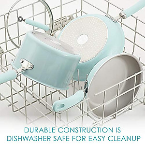 Rachael Ray Create Delicious Nonstick Cookware Pots and Pans Set, 13 Piece, Light Blue Shimmer