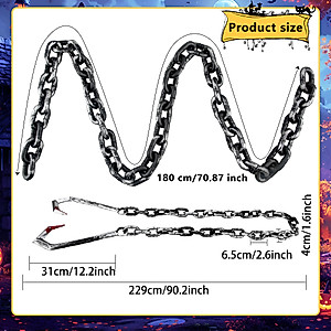 2 Pack Halloween Plastic Chain Props Halloween Fake Chain with Hook Halloween Chains Prop for Halloween Costume Party Prisoner Haunted Home Decoration