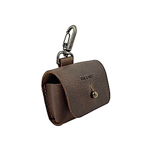 Hide & Drink, Airpods Pro Case Keychain Handmade from Full Grain Leather - Stylish, Cute, Protective, Convenient, Compact Carrier with Snap Hook - Perfect for Everyday Use or Travel - Bourbon Brown