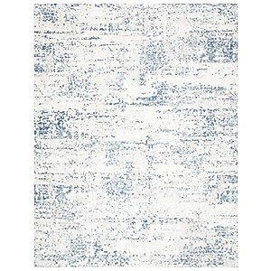 SAFAVIEH Amelia Collection 9' x 12' Ivory/Blue ALA700A Modern Abstract Non-Shedding Living Room Bedroom Dining Home Office Area Rug