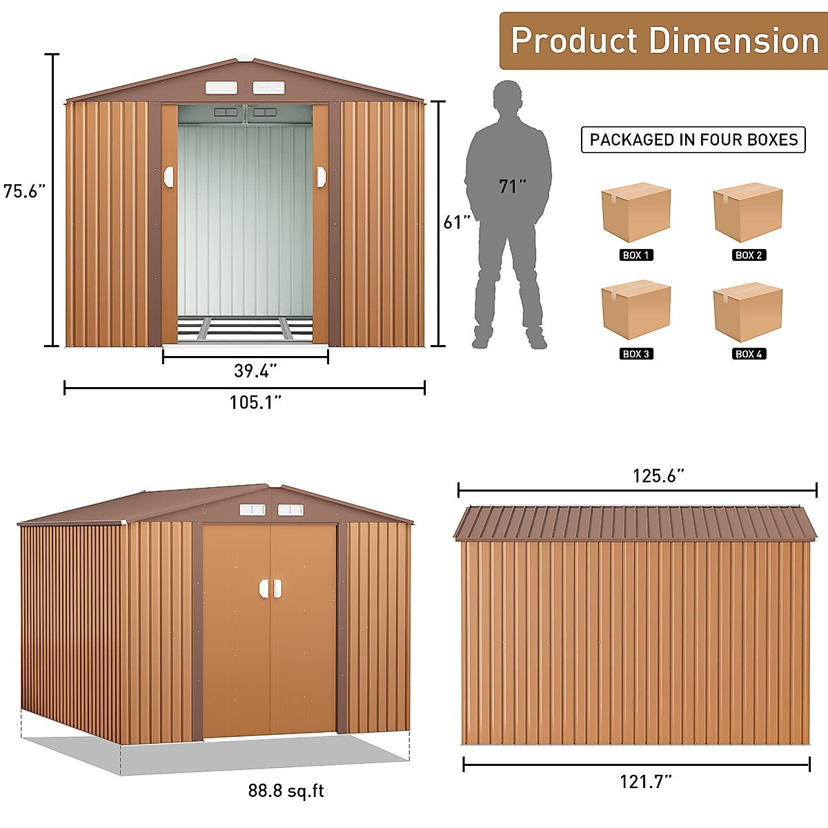 HOGYME 10.5' x 9.1' Storage Shed Large Metal Shed, Sheds &Outdoor ...