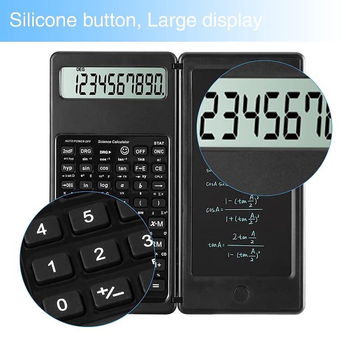 Scientific Calculators，Lvesunny Multifunctional Scientific Calculator with Notepad, 10-Digit Large Screen, Perfect School Supplies for Students, Ideal for Basic Math Learning(Black)