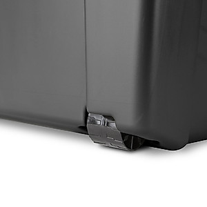 oyhmc 16 Gallon Heavy Duty Plastic Footlocker Storage Trunk, Storage Container with Sturdy Handles and Durable Wheels (Black)