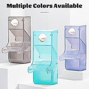 Hamiledyi Parrot Automatic Feeder No Mess Bird Feeder for Cage Parakeet Seed Food Container Plastic Lovebirds Cage Accessories for Small Conures Budgies Canary Finches(Blue)