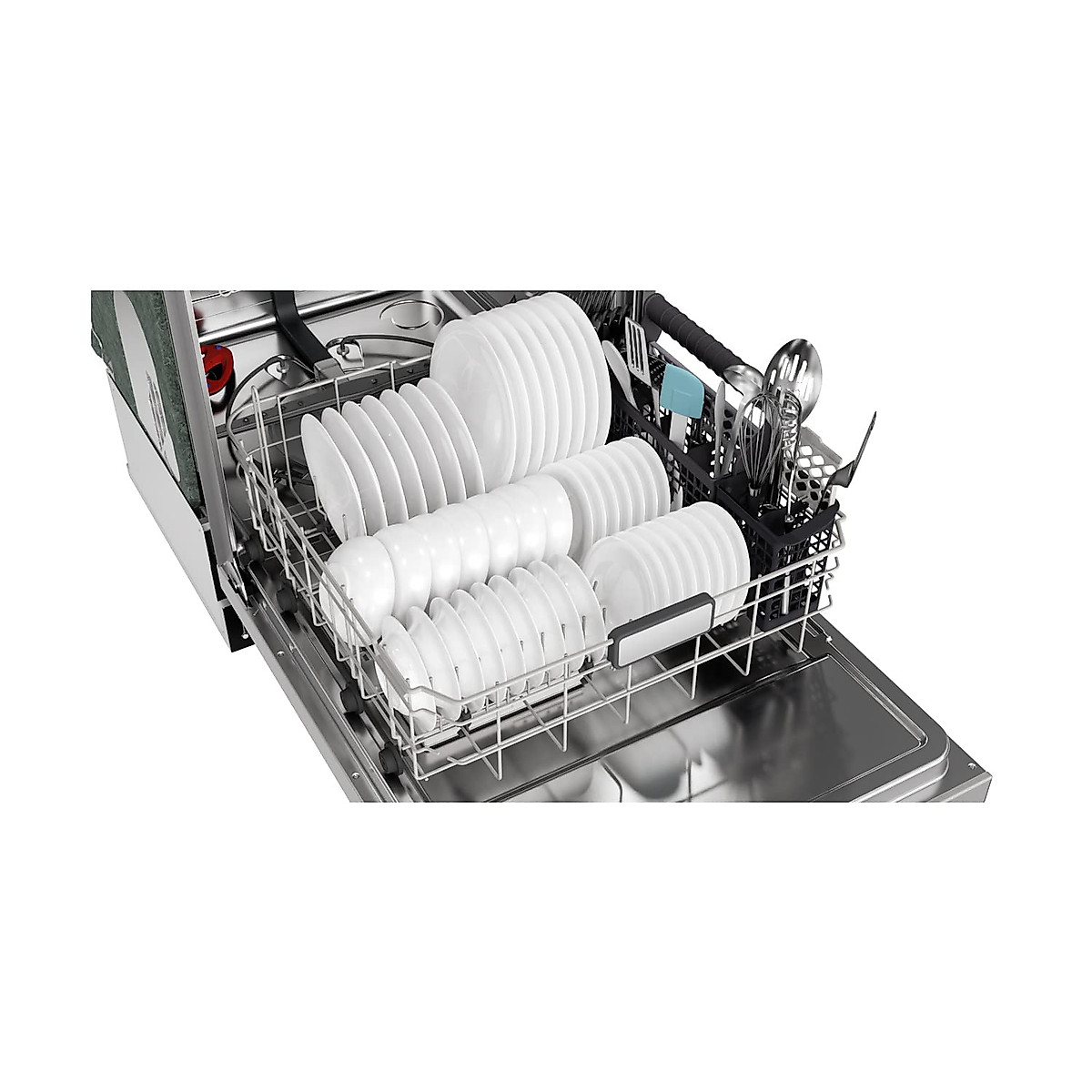 SHARP Smart Dishwasher Works with Alexa. Includes LED Interior lights, Stainless Steel interior, Heated Dry with Fan Assist, Wash Zone cleans half load on either rack, Adjustable Third Rack