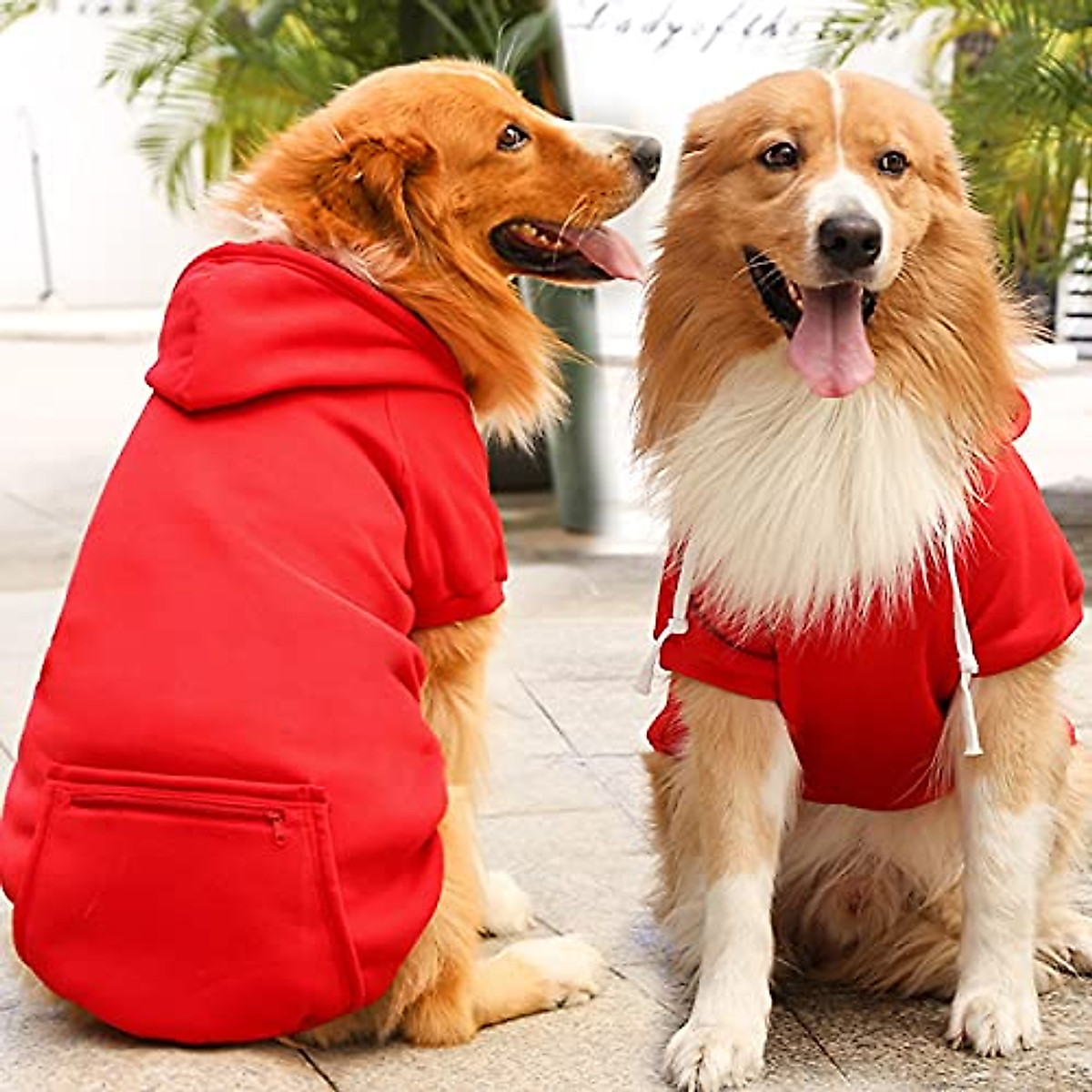 Dog Costume Christmas Costume Cat Clothes Pet Autumn and Winter Red Fleece Zipper Pocket Sweatshirt Solid Color Tops Pet Cats and Dogs Hoodies Warm Pet Dog Christmas Shirts for Small Dogs (RED, XXXL)