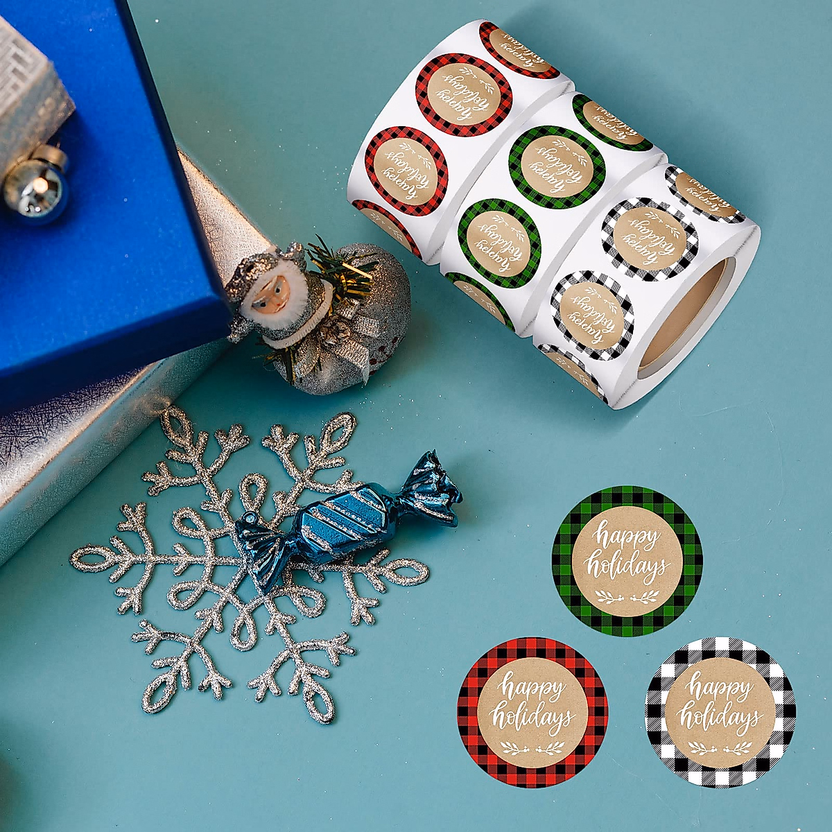 Outus 1500 Pcs Happy Holiday Stickers St Patrick Back to School Gift Wrap for Teacher Envelope Labels Roll Buffalo Plaid Sticker Round Tag Seal Decals for Baby Shower Greeting Cards Supplies, 1 Inches