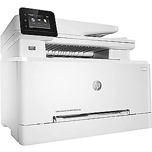 HP Color Laser Jet Pro M283cdw-F Wireless All-in-One Laser Printer, Print Scan Copy Fax, 600x600DPI, 260-Sheet, 22ppm, White, Auto 2-Sided Printing, Remote Mobile Print, Durlyfish USB Printer Cable