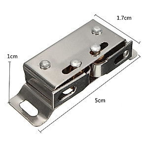 Stainless Steel Double Roller Catch,Suck Touchs Beads Kitchen Cupboard Cabinet Latch Hardware Roller Cabinet Door Catch 20 Pair