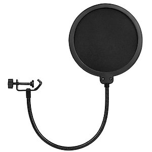 Tzong Microphone Pop Filter Mask Shield For Any Other Microphone, Dual Layered Wind Pop Screen With A Flexible 360° Gooseneck Clip Stabilizing Arm