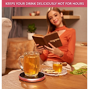 Nouvati Candle Warmer/Mug Warmer/Coffee Warmer for Desk Auto Shut-Off: Excellent Heating, 2 Heating Modes, Safety Features, Sleek Desig& Compact; Tea Warmer (Rose Pink 4H)