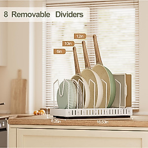 GoMaihe Pull-out Pots and Pans Organizer 2 Pack - Under Cabinet Pot Lid Holder for Kitchen - Bakeware & Dishes Storage Rack with Slide Rails - Multi-purpose Silde-out Drawer - Easy to Clean - White