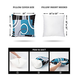 D DIFARIC Blue and Black Throw Pillow Covers 18x18 Inches Set of 4 Decor Decorative Throw Pillow Cover Abstract Modern Geometric Teal Square Cushion Cases for Sofa Bed Couch