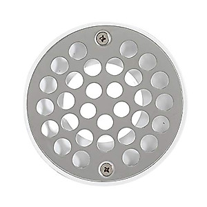 EZ-FLO 2 Inch x 3 Inch PVC Low Profile Floor & Shower Drain, Stainless Steel Grid, 15301, White