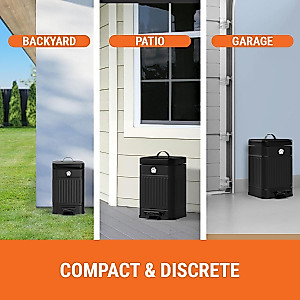 Small Dog Poop Trash Can Outside, 1.3 Gal Metal Small Outdoor Trash Can with Lid for Dog Poop, Dog Waste Container with Pedal, Dog Poop Garbage Can, Dog Poop Trash Can, Backyard Odor Control (Black)