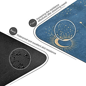 VIKKO Space Galaxy Constellation Moon Star Blue Yoga Mat Ultra Thin Folding Mat for Exercise Fitness Pilates Stretching Meditation