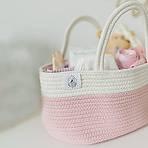 OrganiHaus Pink Diaper Caddy Organizer, Nursery Baskets, Baby Baskets for Storage, Baby Diaper Caddy Organizer for Changing Table, Car Diaper Caddy for Baby Girl and Boy, Baby Shower Basket