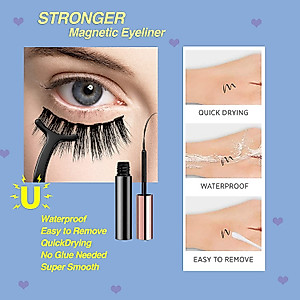 Ailun Magnetic Eyeliner and Eyelashes Kit Volume Fluffy Natural look False Eyelashes 5 Pairs Wispies Long Extension Eyelashes with Tweezers,Easy to Wear,Resuable and No Glue