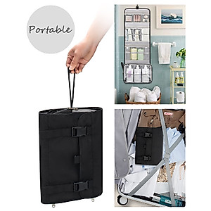 Relavel Travel Toiletry Bag for Men, Hanging Toiletry Bag for Women Makeup Cosmetic Storage Organizer Large Capacity Travel Kit Shaving Bag for Full Sized Container Black