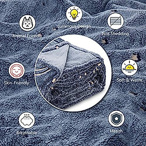 Glow in The Dark Throw Blanket, Moon and Stars Soft Warm Cozy Fuzzy Plush Blanket for Kids Teenage Boys Girls Women Best Friend Birthday Christmas (50 x 60 inches Blue)