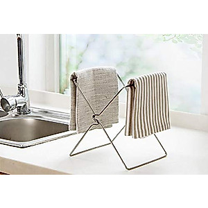 Yizhichu1990 Foldable Stainless Steel Garbage Bag Shelf Home Kitchen Countertop Trash Bag Rack Holder Organizer Dishcloth Towel Rack