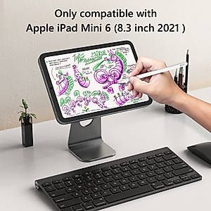 KU XIU iPad Mini 6 Magnetic Stand, Adjustable Rotation Floating Tablet Holder for Desk, Aluminum Magnetic Mount Dock for iPad Mini 6 (8.3 inch, 2021), Gray