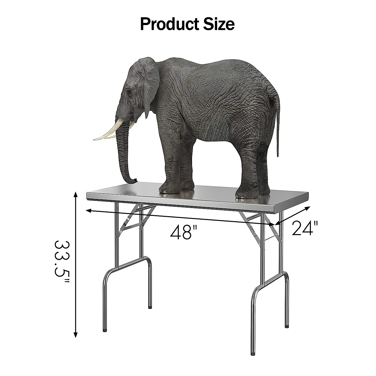 Garvee Stainless Steel Folding Table 24 x 48 Inches, NSF Commercial Portable Prep & Work Table, Heavy Duty Table for Outdoor Camp Picnic Party Restaurant, Home and Hotel