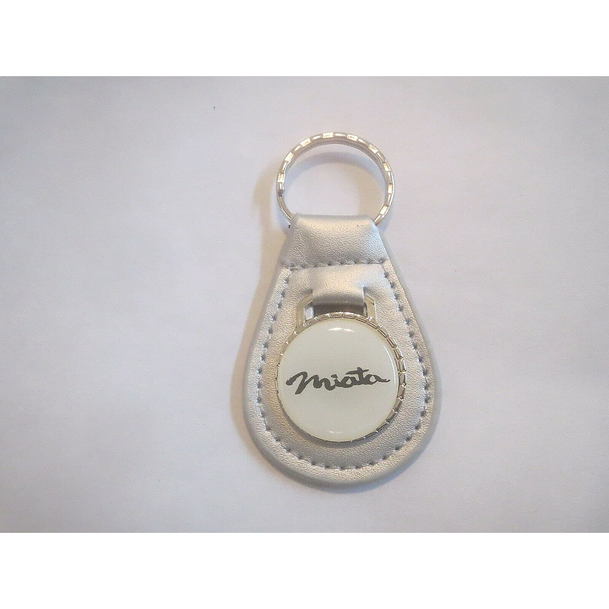 1990's 2000's MIATA VINTAGE LOGO LEATHER KEYCHAIN - SILVER